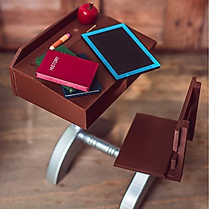 The Queen's Treasures 18 Inch Doll Accessories, 5 Piece Vintage Style School Supply Includes 2 Books, Apple, Chalkboard, Pencil, and Checked Bag, Compatible for Use with American Girl Dolls