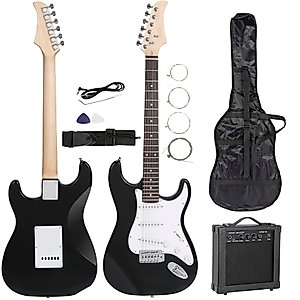 Saicool 39 Inch Full Size Electric Guitar Beginner Kit - Complete Starter Kit Bundle with 10w Amplifie, Carry Bag, Strap, Strings, Pick,for Music Lover Beginner,Black