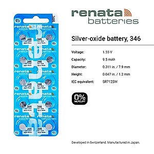 Renata Batteries 346 / SR712SW Watch Battery (5 Pack)