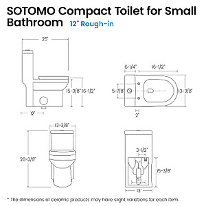 Compact One Piece Toilet for Bathroom, Space-Saving Powerful Dual Flush Round Small Toilet, Average 1.28 GPF, Skirted Toilet with Upgraded UF Quiet & Soft Close Seat (12" Rough-in Toilet)
