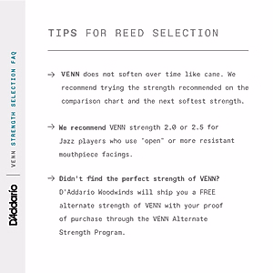 D'Addario VENN G2 Synthetic Clarinet Reeds - Bb Clarinet Reed with Advanced Synthetic Reed Construction of Polymer Fibers, Resin, Natural Cane - Strength 3.0