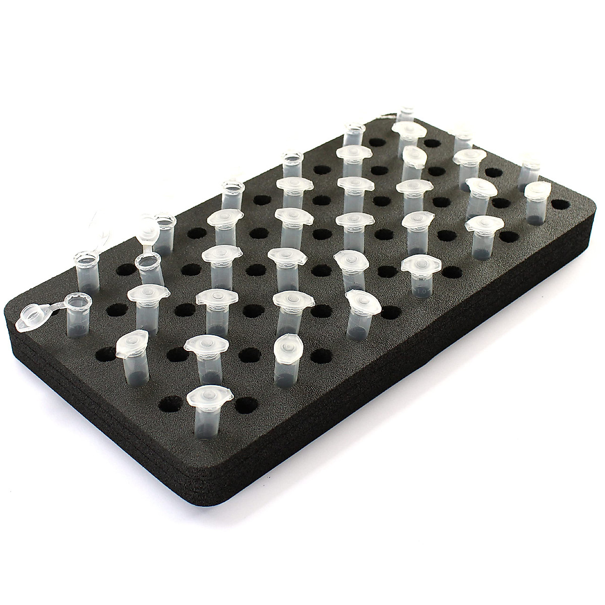 Polar Whale Test Tube Rack Durable Black Foam Storage Holder Organizer Stand Transport Holds 72 Tubes Fits up to 11mm Diameter