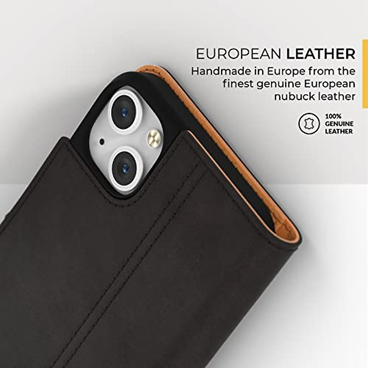 Snakehive iPhone 14 Plus Leather Case | Genuine Leather Wallet Phone Case with Card Holder | Flip Folio Case/Cover with Stand | Compatible with iPhone 14 Plus | (Black)