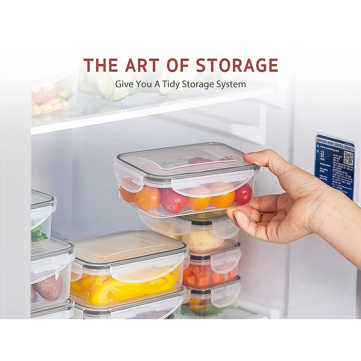 Syntus Food Storage Containers with Lids, 18 Pack (36 Pieces) 12.8L Plastic Airtight Reusable Meal Prep Lunch Containers for Kitchen & Pantry Organization