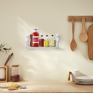 White Floating Shelves for Bathroom Organizer, Bathroom Shelves Wall Mounted Punching Free with Cute Doll, Small Picture Ledge Shelves Wall Decor for Bedroom, Living Room, Kitchen and Plants