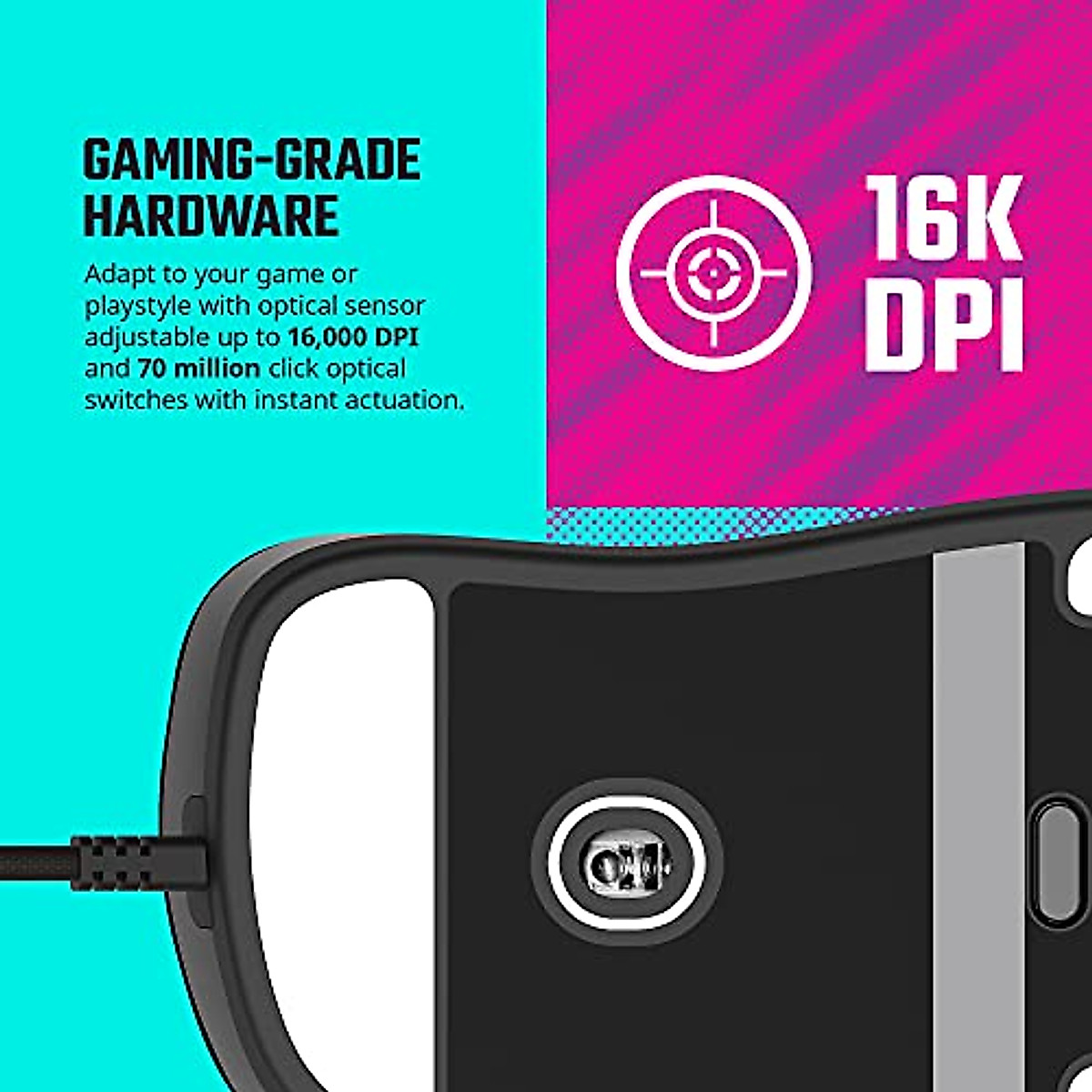 Cooler Master MM730 Wire Gaming Mouse Black, Adjustable 16,000 DPI, Palm|Claw Grip, PixArt Optical Sensor, Ultraweave Cable, PTFE Feet, RGB Lighting (MM-730-KKOL1)