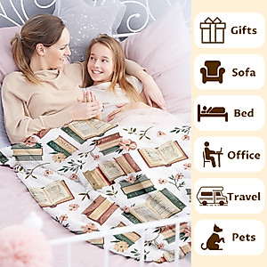 Book Lovers Gifts Blanket - Reading Blanket for Kids Boys Girls - 50x60 Inches Cute Lap Size Reading Throw Blanket for Library - Soft Fuzzy Comforter for Couch Sofa Bed