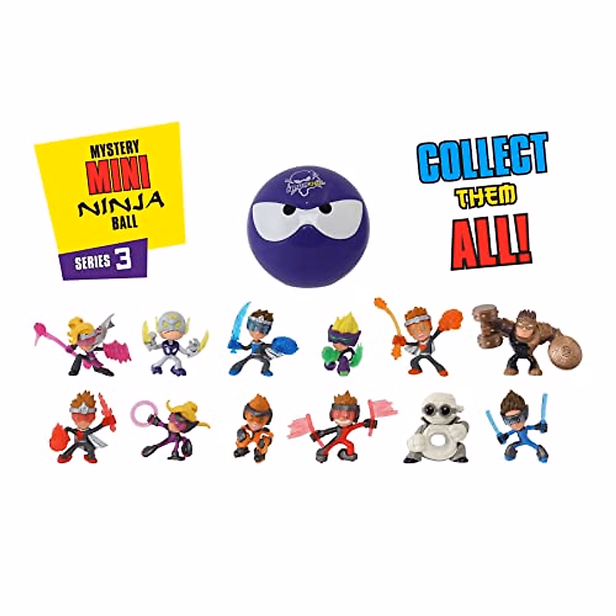 NINJA KIDZ TV Mini Mystery Ninja Ball 2 Pack - Series 3 Purple | Includes 2 Characters of 13 Possible | 6 Unique Ninja Balls to Collect