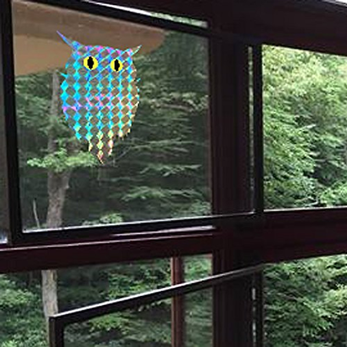 Pop Resin Glitter Owl Window Decals Reflective Owl Decoy Scare Birds Away Stickers - Self Adhesive Owl Sticker Scares Decals Ornamental Decorative Window Decor 100 pcs