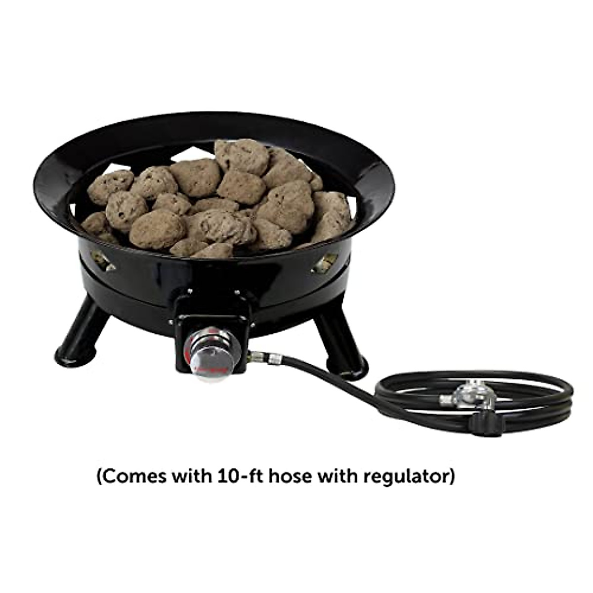 Flame King Smokeless Propane Fire Pit, 24-inch Portable Firebowl, 58K BTU with Self Igniter, Cover, & Carry Straps for RV, Camping, & Outdoor Living