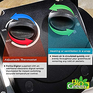 Bio Green PAL 2.0/USDT Palma Greenhouse Heater incl. Digital Thermosta, 11 x 8 x 12.5" / 280 x 195 x 315 mm