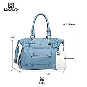 LOKALYO Roomy Fashion Hobo Womens Handbags Ladies Purse Satchel Shoulder Bags Tote Vegan Leather Bag Travel bags(SKY Blue)