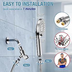 Filtered Shower Head with Handheld, 9 Modes High Pressure Shower Heads with Filter, 72"Hose, Adjustable Bracket, Hard Water Filter Mineral Beads to Remove Chlorine and Harmful Substance, Chrome