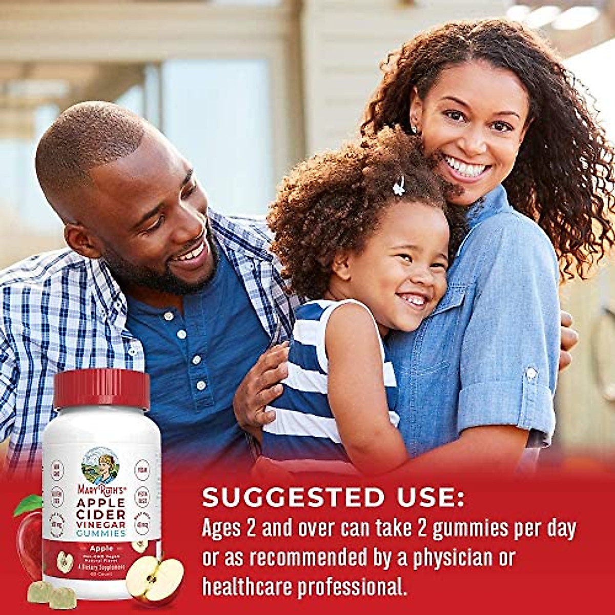 MaryRuth Organics Apple Cider Vinegar | 1 Month Supply | Apple Cider Vinegar Gummies for Adults and Kids | Supplements for Immune Support | Vegan | Non-GMO | Gluten Free | 30 Servings