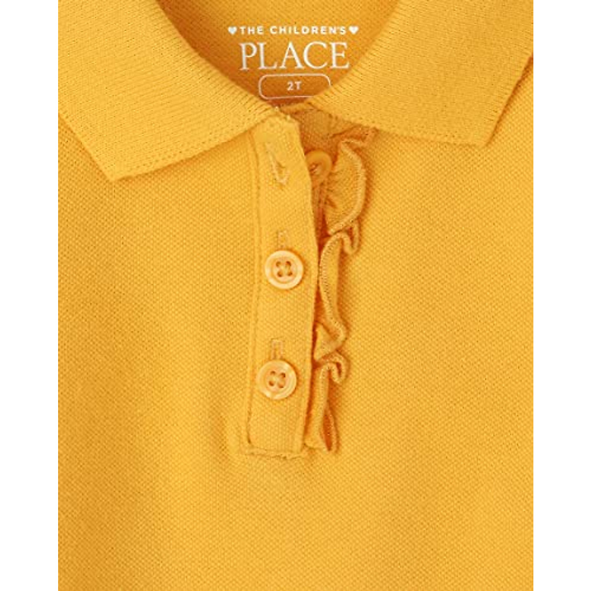 The Children's Place Baby Girls and Toddler Girls Long Sleeve Ruffle Pique Polo, Yellow Pencil, 2T