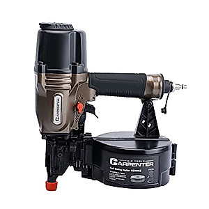 Carpenter Air Tools CCN65Z 0 Degree 1-1/2″ to 2-1/2″ Pneumatic Coil Siding Nailer with Tool-less Depth Adjustment, Drives plastic collated nails.