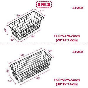 XINFULL 8 Pack Wire Storage Baskets Household Metal Wall-Mounted Containers Organizer Bins for Kitchen Bathroom Freezer Pantry Closet Laundry Room Cabinets Garage Shelf, 4 Large 4 Medium