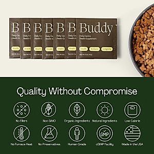 Buddy 10-in-1 Daily Dog Multivitamin Supplement (Meal Topper) - 23 Active Ingredients w/No Filler - 10 Essential Benefits - Hip & Joint, Skin & Coat, Digestion