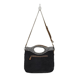 Myra Bag Being Social Tote Bag Upcycled Canvas, Rug, Leather & Cowhide S-2605