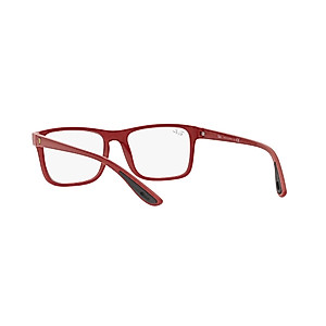 Ray-Ban RX7205M Scuderia Ferrari Collection Rectangular Prescription Eyewear Frames, Red/Demo Lens, 52 mm
