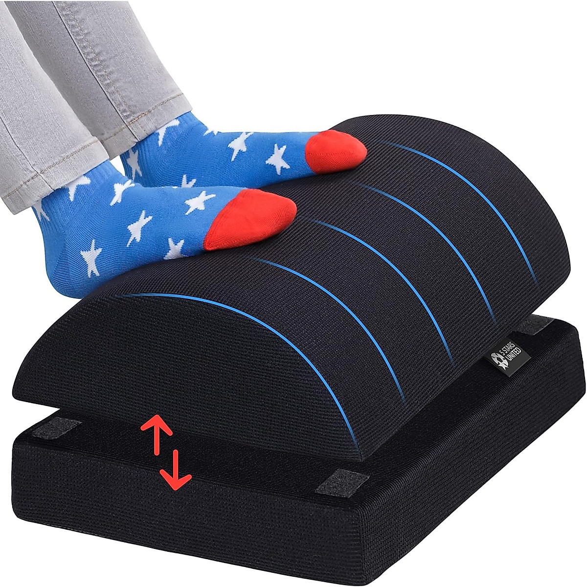 Foot Rest for Under Desk at Work – Adjustable Foam Footrest for Office & Home – Ergonomic Foot Stool for Gaming & Computer Chair – Cushion for Back & Leg Pain Relief - Black Mesh