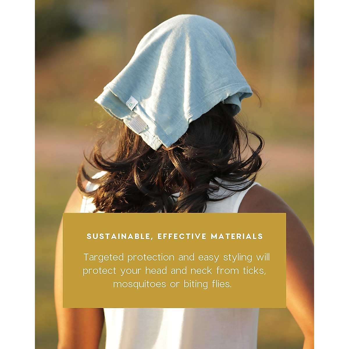 Pang Wangle Bug Repellent Bandana with Odorless Insect Shield® Technology, Eco-Friendly Recycled Cotton Made in The USA, Perfect for Gardening, Hiking, or Just Enjoying The Outdoors (Faded Denim)