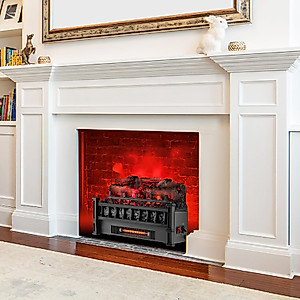 ORALNER Electric Fireplace Insert Logs, 20-Inch Infrared Quartz Fake Fireplace Heater, Realistic Birchwood Logs, Adjustable Temperature, Overheat Protection, 1500W, Black