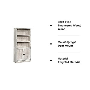 Sauder Miscellaneous Storage Bookcase/ Book Shelf With Doors, White Plank finish