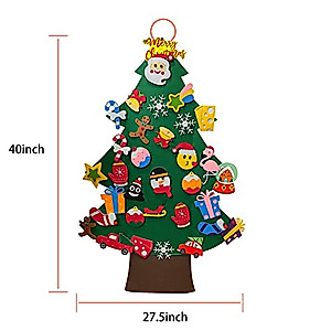Felt Christmas Tree for Kids Wall -3D DIY Wall Christmas Tree Set with 34 Pieces of Christmas Ornament Decor, Wall Hanging Toddler Christmas Tree Decorations