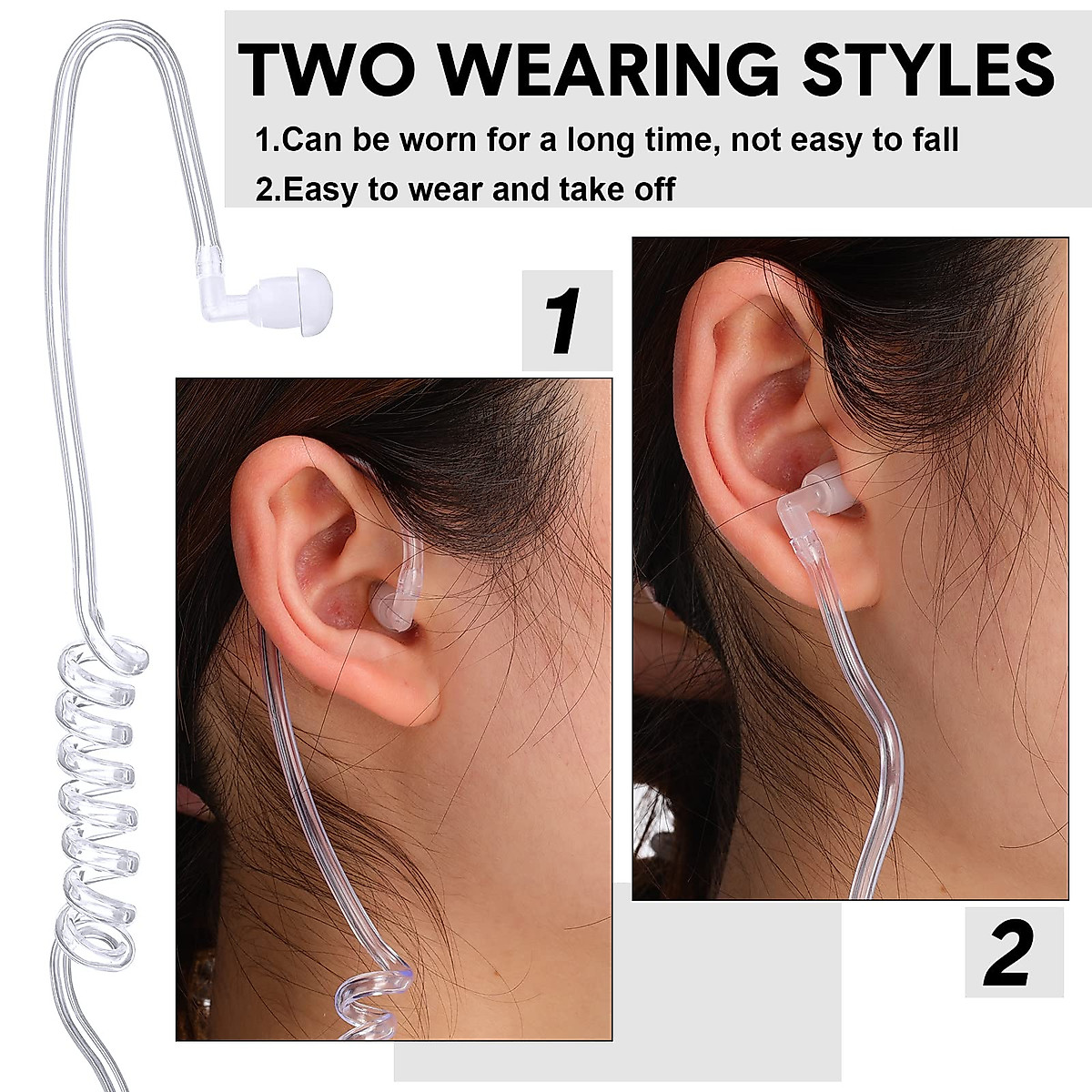 20 Packs Radio Earpiece 3.5mm Earpiece Walkie Talkie Surveillance Headset Single Wire Listen Only Ear Piece with Clear Acoustic Coil Tube Earbud Audio Kit