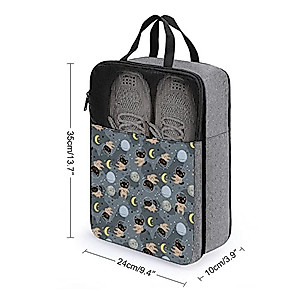 Frcavbin Cats Astronauts Wear Helmets Travel Shoe Bag Shoes Carrier with Handle and Zipper Foldable Shoe Puches Organizer for Home storage School starts