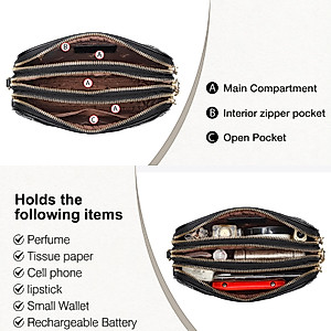 FOXLOVER Women's Crossbody Bags Leather Small Shoulder Bag Purses for Women Quilted Chain Lady Casual Lattice