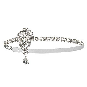 SWEETV 1920's Flapper Headband, Great Gatsby Headpiece 20s Art Deco Hair Accessories Headband Sliver