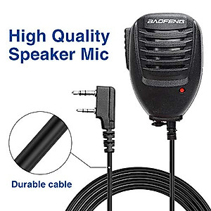 BAOFENG 2 Pack Original UV-5R Mic for Ham Radio Shoulder Speaker Mic Compatible with BaofengBF-F8HP UV-5R UV-5R Plus GT-3 BF-888s can be Used as Police Walkie Talkie Two Way Radio Accessories