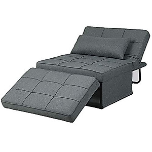 Ainfox Sofa Bed, 4 in-1 Sleeper Chair Bed Multi-Function Folding Convertible Couch Chair Ottoman Bed for Apartment, Small Space (Deep Grey)