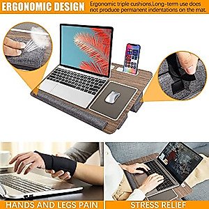 Lap Laptop Desk-Fits Up to 17.3 Inch Foldable Laptop Bed Tray Table with Adjustable Dual Cushion,Portable Wood Laptop Stand for Sofa Bed,Laptop Desk with Multifunctional Slot（Coffee Color）