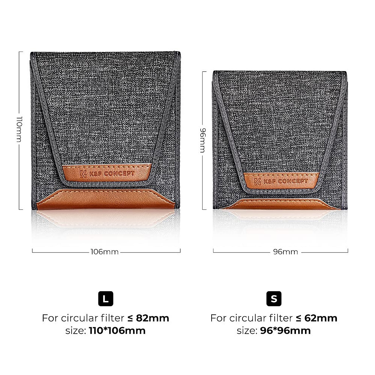 K&F Concept Lens Filter Pouch, Lens Filter Case 3 Pocket Professional Photography Filter Holder Belt Bag Pouch Water-Resistant and Dustproof for Filter Up to 62mm