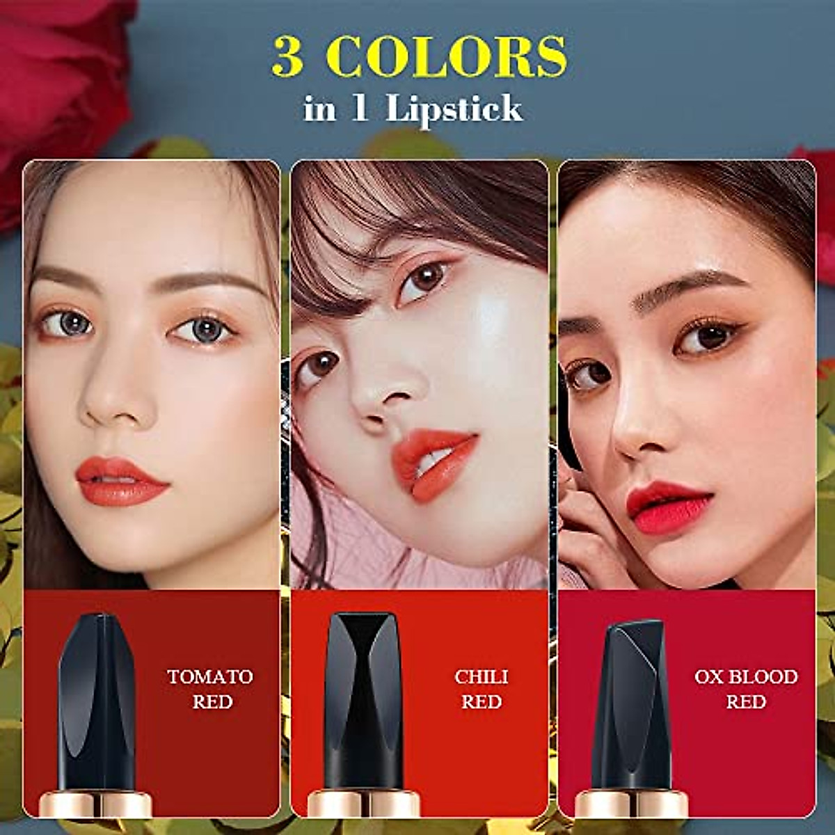 Petansy Peel Off Lip Stain 3 Colors Matte Tattoo Peel Off Lip Liner Set Long-lasting Waterproof Nude Lip Gloss Highly Pigmented Tattoo Lip Tint Stain (black, M)