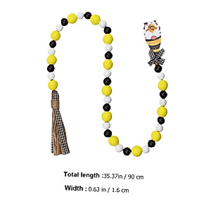 Abaodam 10 Pcs Bee Wooden Beads Gnome Wood Bead Garland Farmhouse Wood Bead Garland Bee Day Bead Garland Pendant Trays Wood Trays Bee Day Wood Bead Garland Rope Tassel Pendant