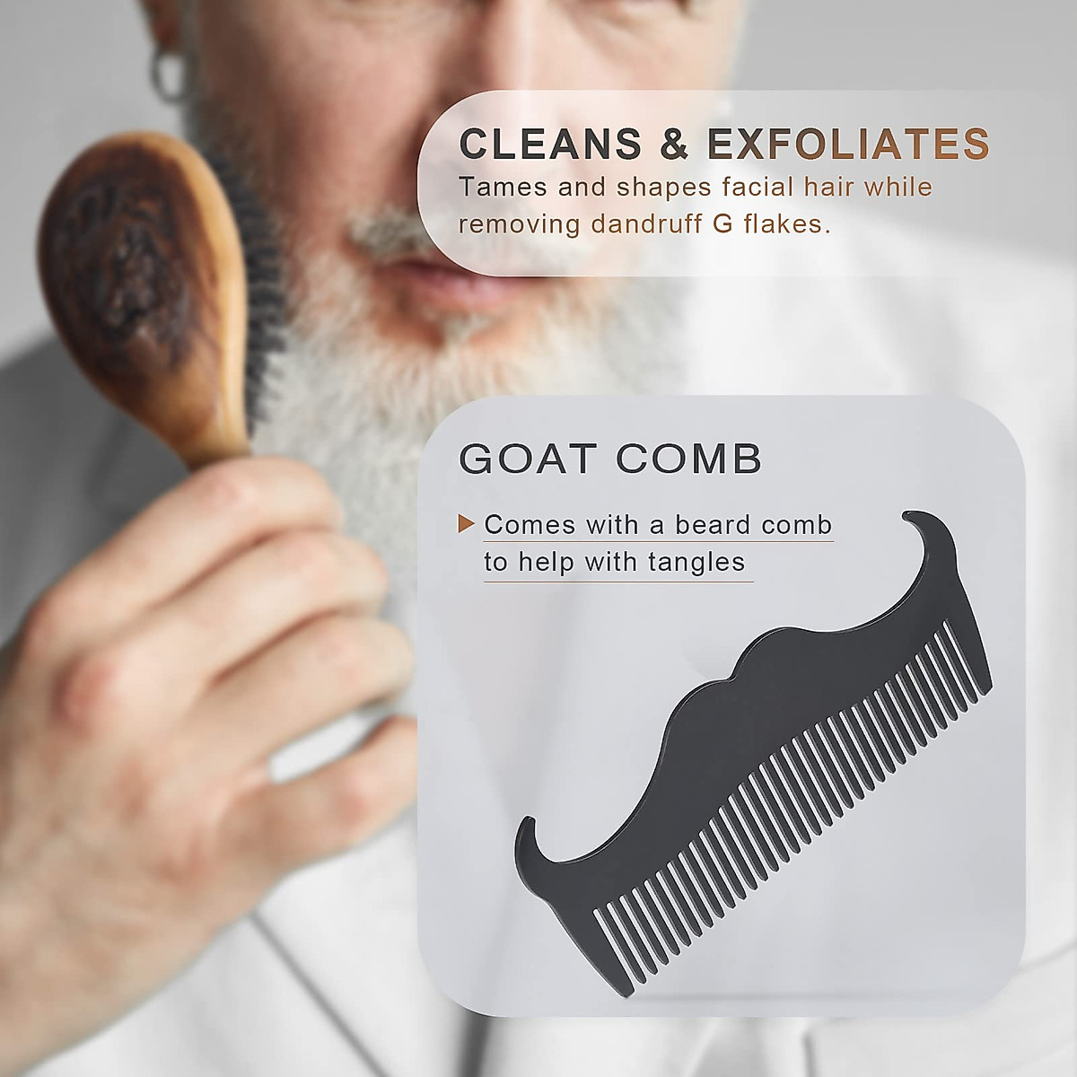 BESTOOL Beard Brush, 100% Boar Bristle Beard Brush and Comb Grooming Set for Men to Add Shine and Smooth Makes a Great Gift for Him