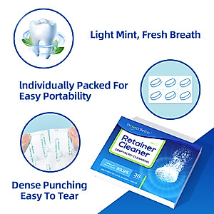 PROJECT BETTER Retainer Cleaner Tablets & Denture Cleaning Tablets for Dental Appliances and Night & Mouth Guard.(36 Counts