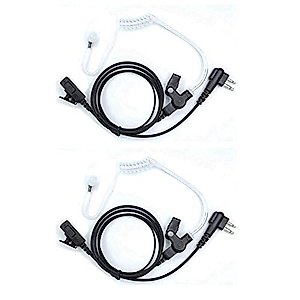 Headset for Motorola Walkie Talkies with Mic 2 Pin Acoustic Tube Earpieces and PPT for CP200 GP2000 CLS1410 CLS1450 CLS1100 (2Packs)