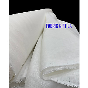 European 100% Linen White Fabric by The Yard