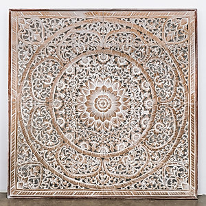 King Wood Headboard Rustic | Carved Full Headboard Only | Wooden Headboard Full Size Bed | Wall Mount Headboard King | Full Bed Headboard Panels (Manusa Antic, Cal King)