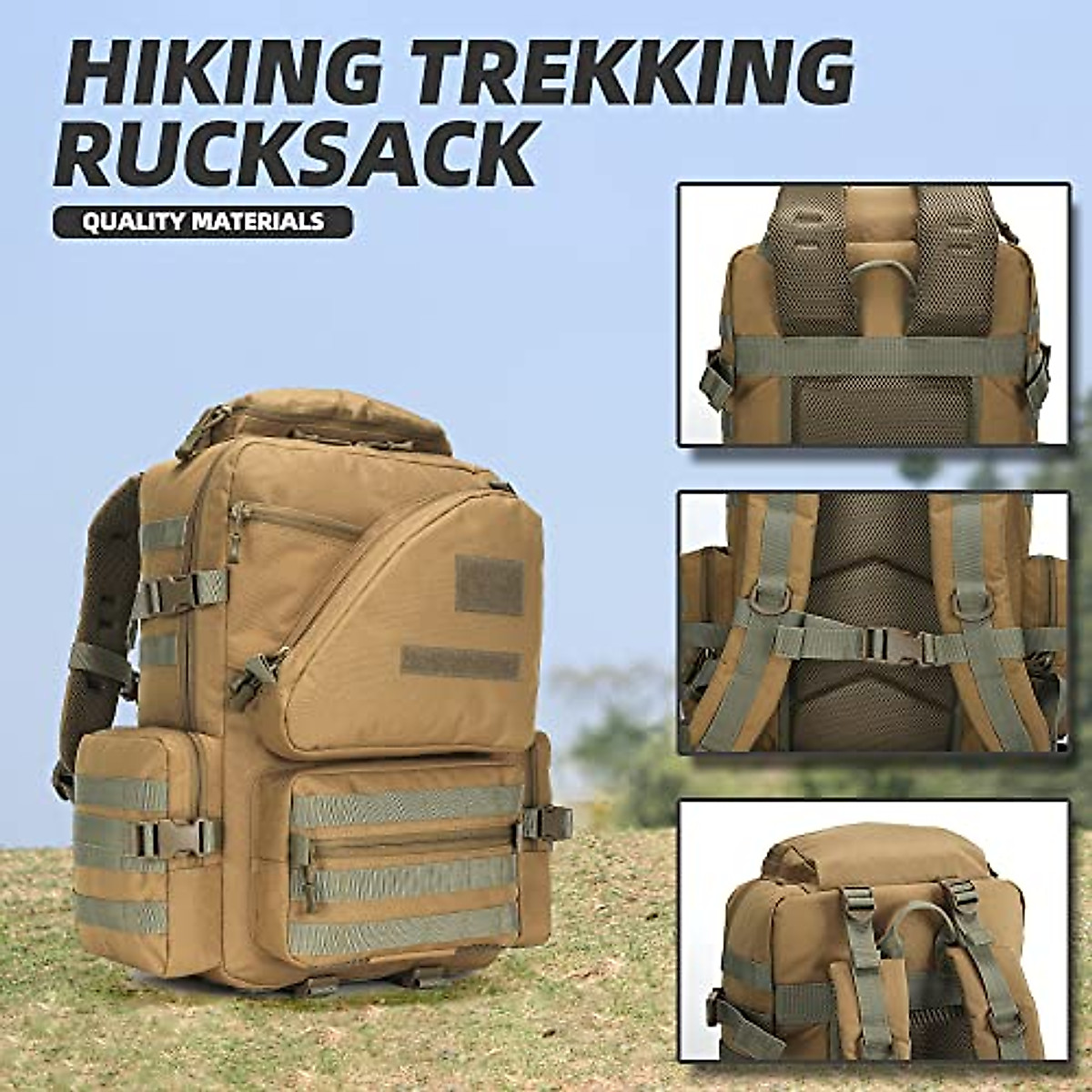 Lovelinks21 Hiking Trekking Rucksack Military Hiking Backpack 3 Day Molle Assault Pack Waterproof EDC Bag for Outdoor