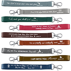 45 Pieces Christian Keychains Bulk Inspirational Bible Verse Key Chains Polyester Scripture Keyrings Religious Party Gifts (Dark, Classic)