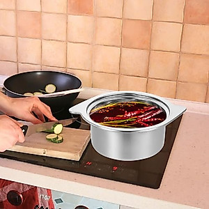 HEMOTON Shabu Hot Pot Stainless Steel Chinese Induction Shabu Pot Soup Bowls Stock Pot for Induction Cooktop Gas Stove (Silver) 24X19X8CM