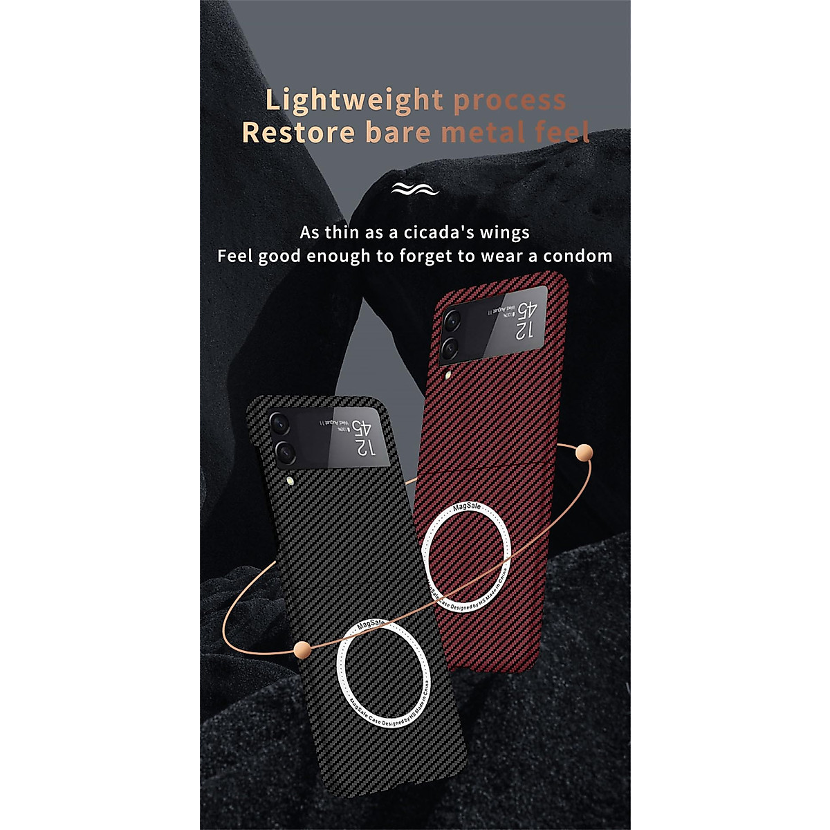 Carbon Fiber Magnetic Phone Cases for Samsung Galaxy Z Flip 3 Z Flip 4 5G Hard PC Back Cover,Z5,for Z Flip 3