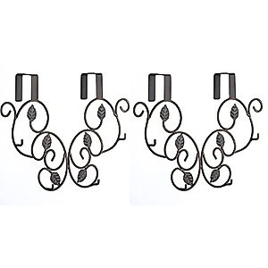 GUSUWOD Over The Door Metal Coat Rack Hook Hanger with 4 Hooks, Bronze, Set of 2