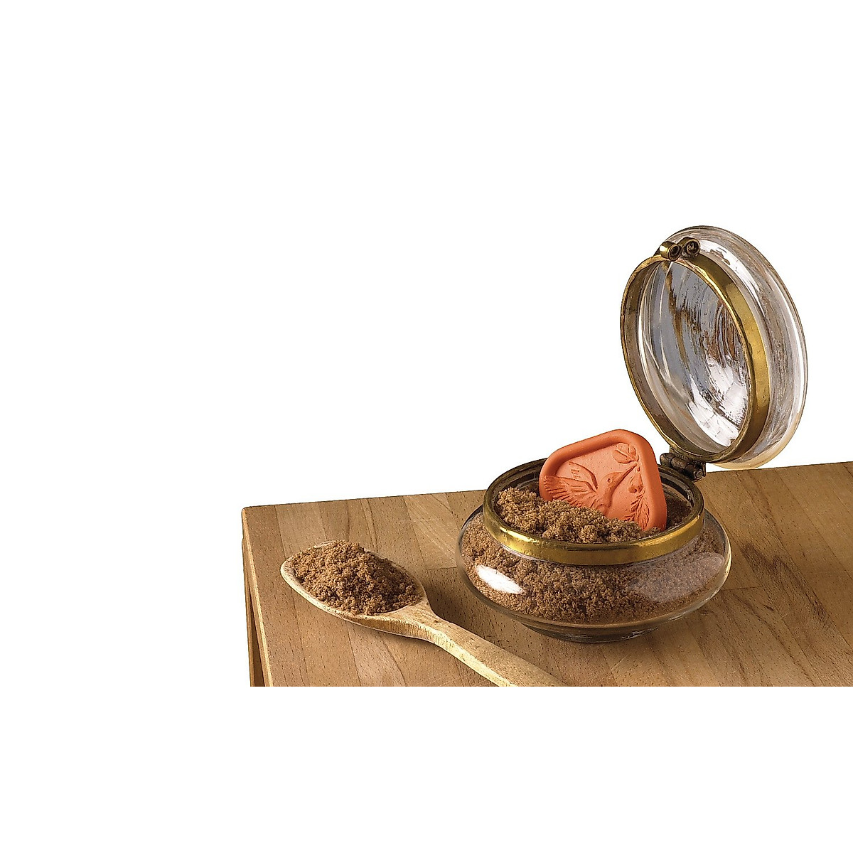 JBK Pottery Brown Sugar Savers - Set of 6 - Hummingbird, Maple Leaf, Sun, Owl, Bear, and Daisy Designs